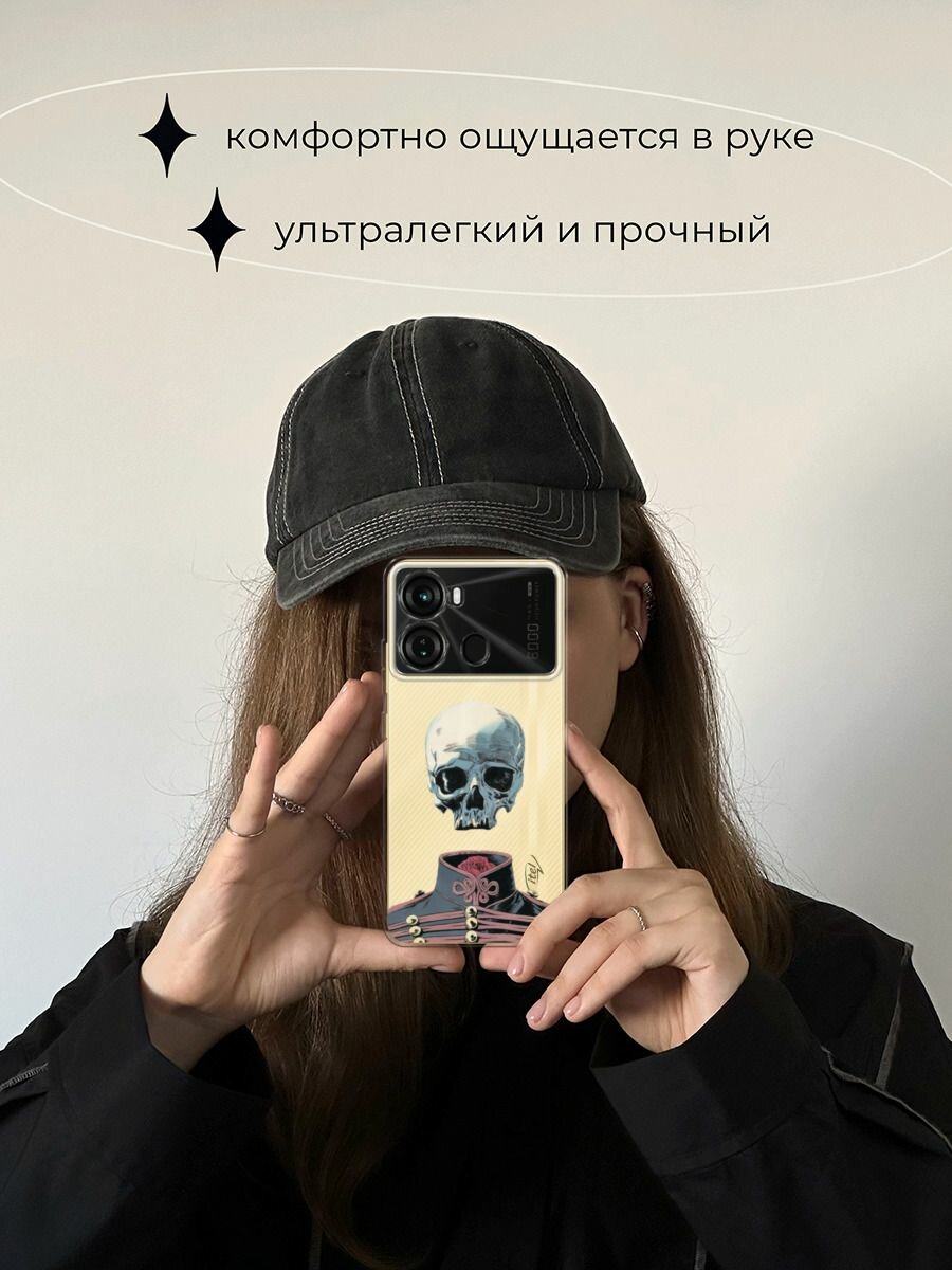 Силиконовый чехол на Itel P40 / Ител P40 с принтом "Гусар", прозрачный — фото 1