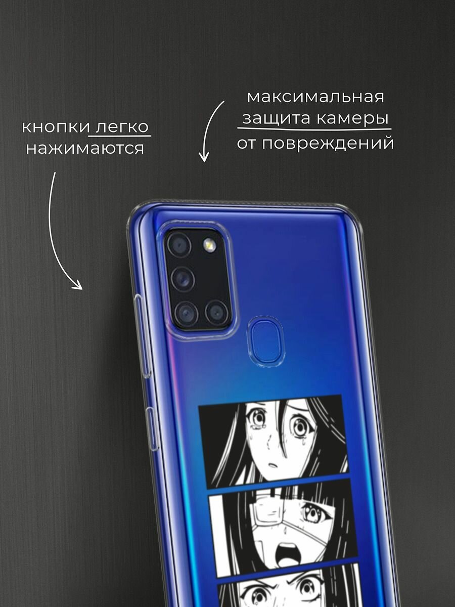 Чехол на Samsung Galaxy A21s / Самсунг Галакси A21s с принтом "Tokyo girls", прозрачный — фото 1
