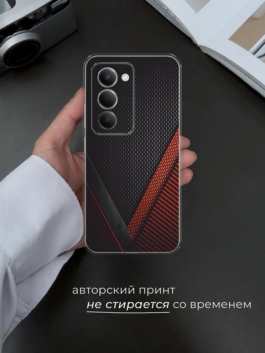 Чехол на Xiaomi Redmi 15 / Сяоми Редми 15 с принтом "Красный карбон" — фото 1