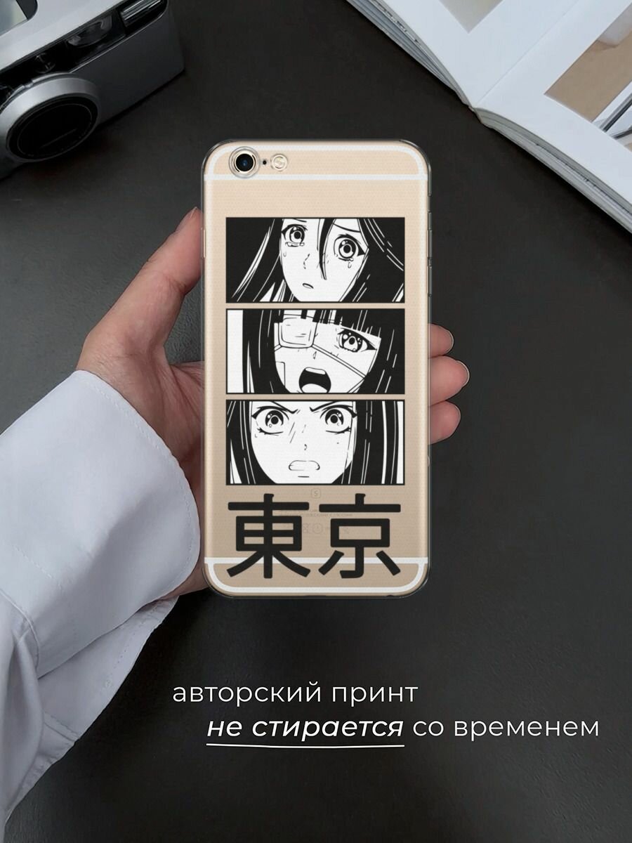 Чехол на Apple iPhone 6 Plus/6S Plus / Айфон 6 Плюс/Айфон 6С Плюс с принтом "Tokyo girls", прозрачный — фото 1