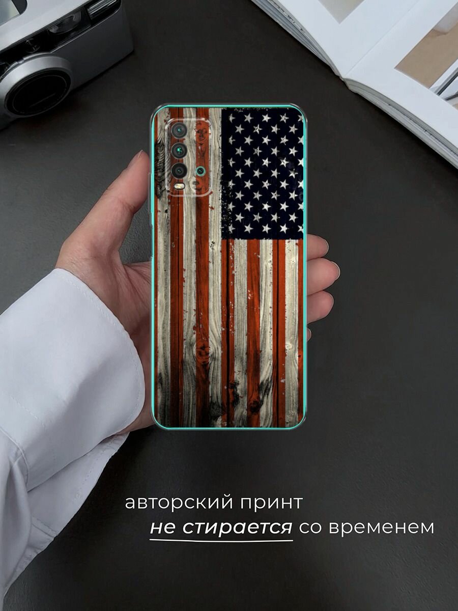 Силиконовый чехол на Xiaomi Redmi 9T / Сяоми Редми 9Т с принтом "США" — фото 1