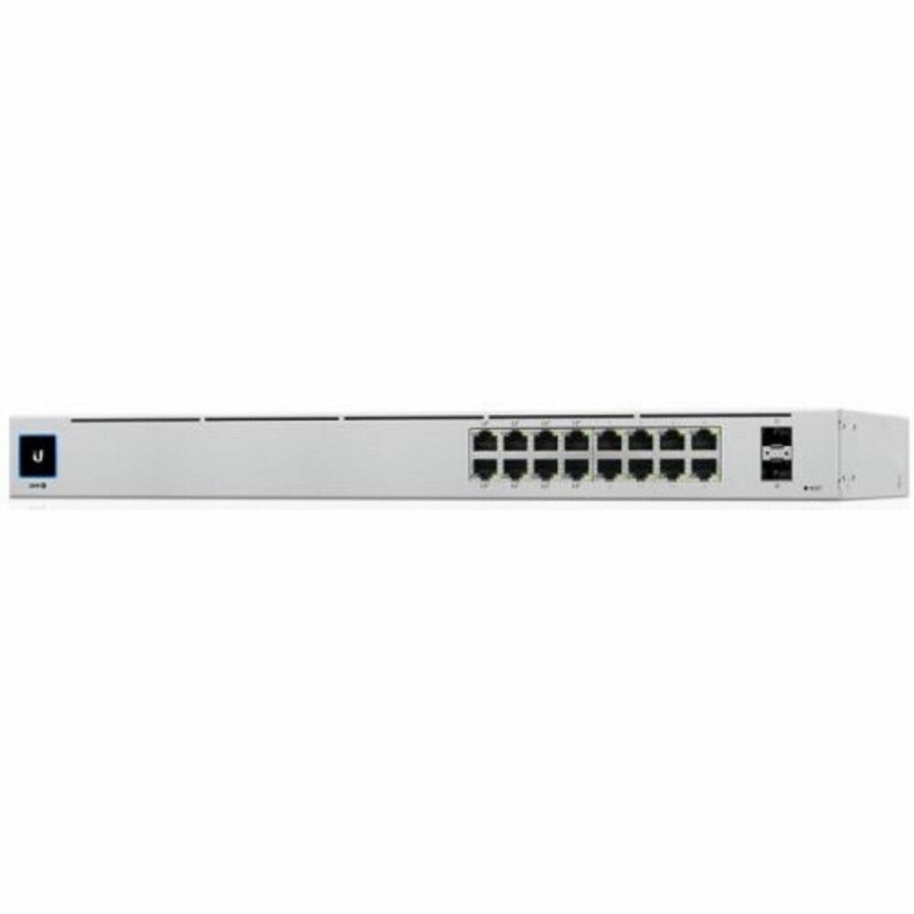 Ubiquiti Сетевое оборудование USW - 16 - POE PoE - коммутатор в стойку, 16х 1G RJ45, 2х SFP, раздача 42 Вт