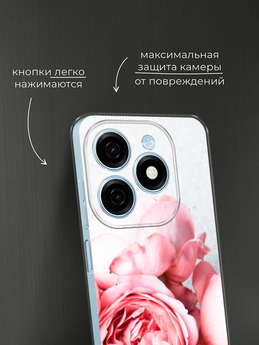 Чехол на Tecno Spark 20 / Текно Спарк 20 с принтом "Пионы на белом" — фото 1