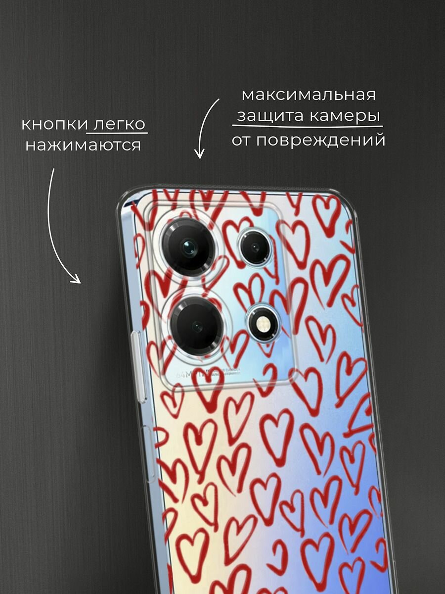 Чехол на Infinix Note 30 4G / Инфиникс Нот 30 4G с принтом "Легкие бордовые сердечки" — фото 1