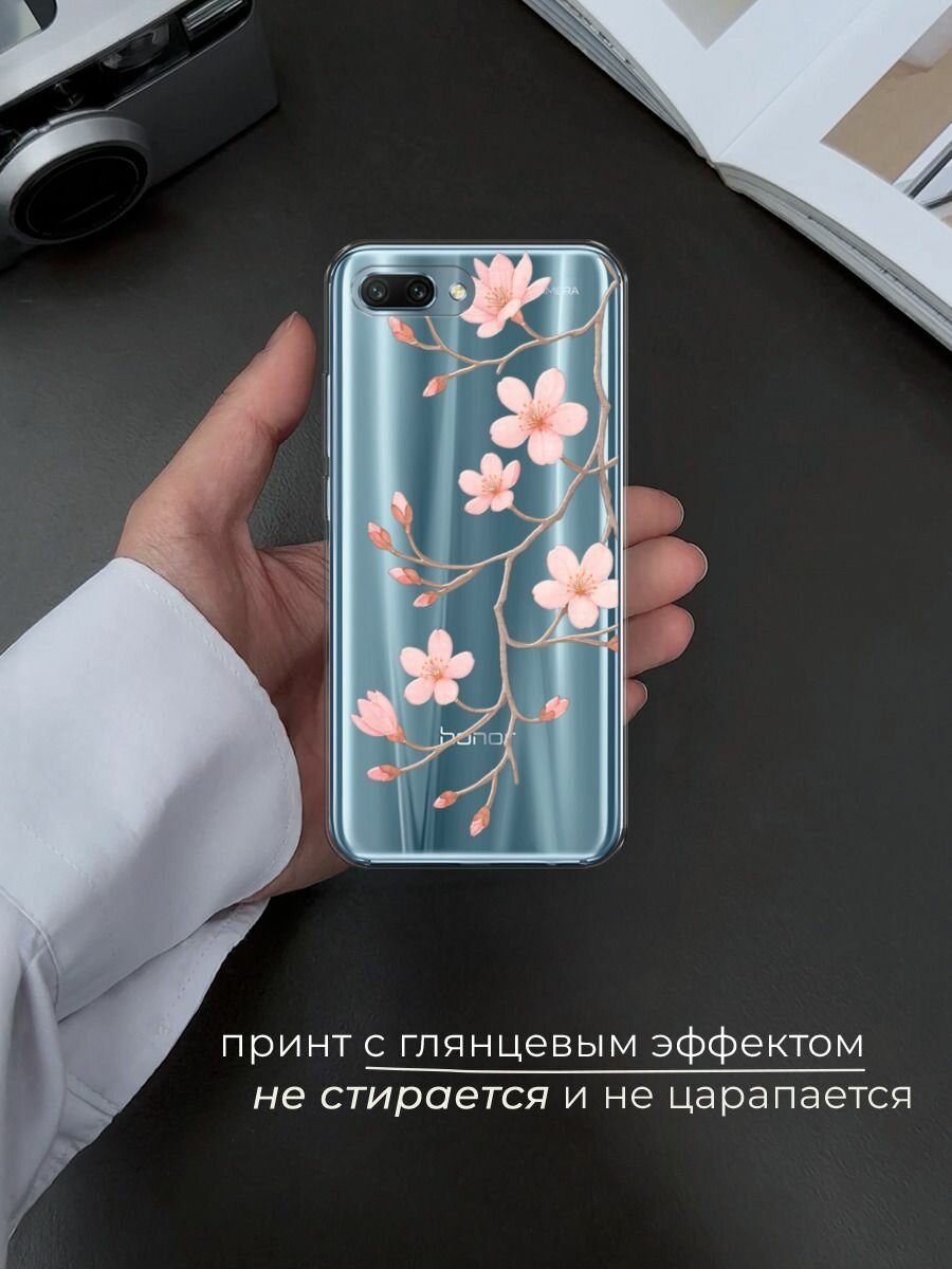 Чехол на Honor 10 / Хонор 10 с принтом "Веточка распускающейся сакуры 2" — фото 1