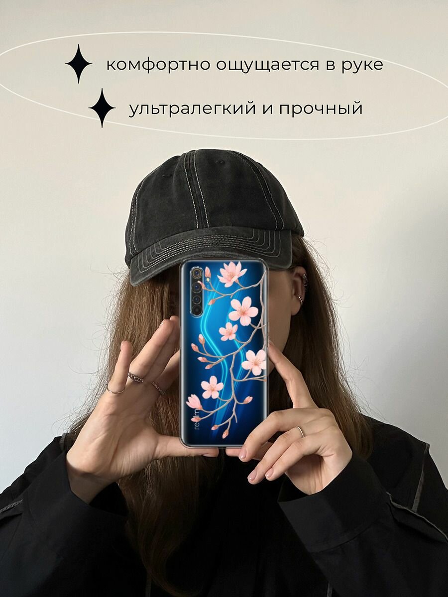 Чехол на Realme 6 Pro / Реалми 6 Про с принтом "Веточка распускающейся сакуры 2" — фото 1