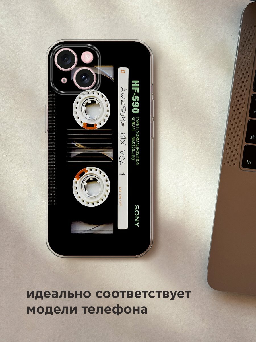 Чехол на Apple iPhone 15 / Айфон 15 с принтом "Кассета лак" — фото 1
