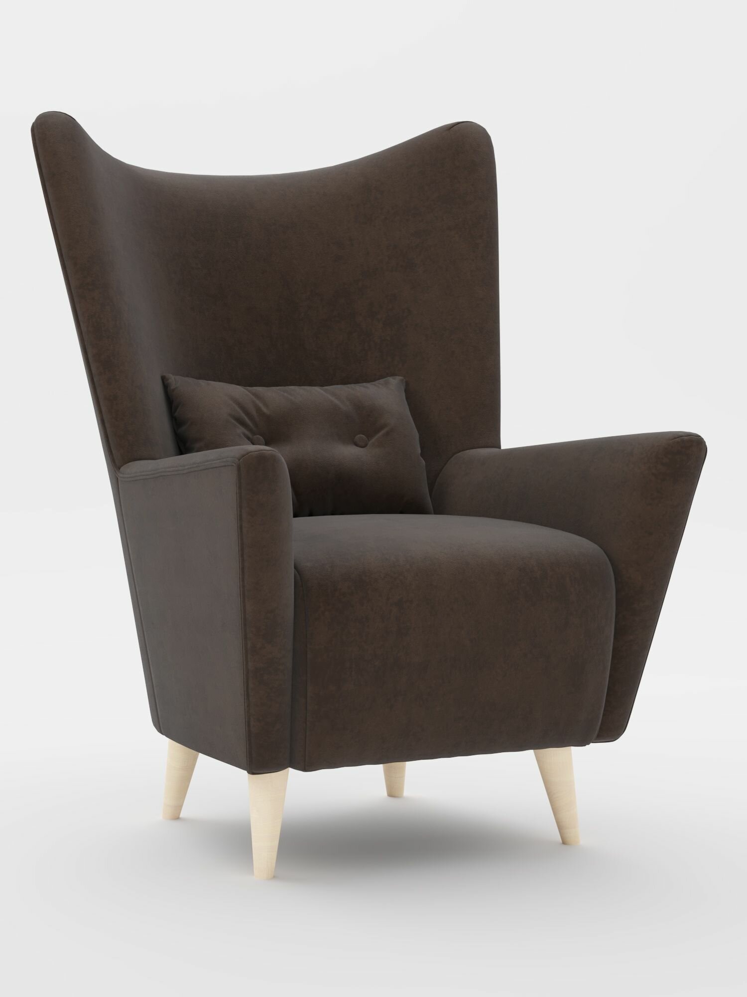 Кресло мягкое для дома, отдыха в гостиной Грейс от W&B, премиум велюр шоколадный