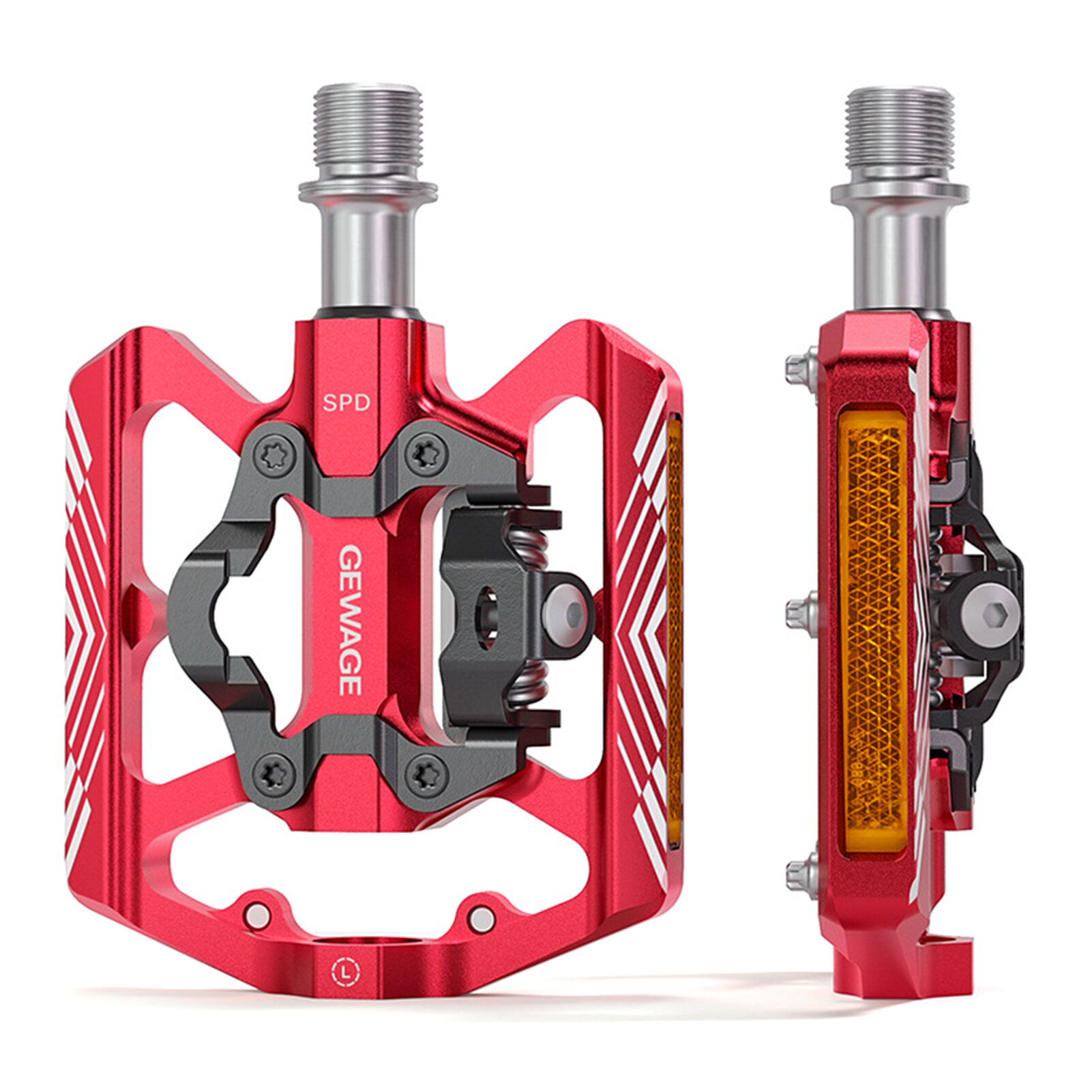 Педали для горных велосипедов с рефлектором Легкие алюминиевые велосипедные педали для SPD Черный Синий Красный Серебристый 80*118мм 384г 1 пара