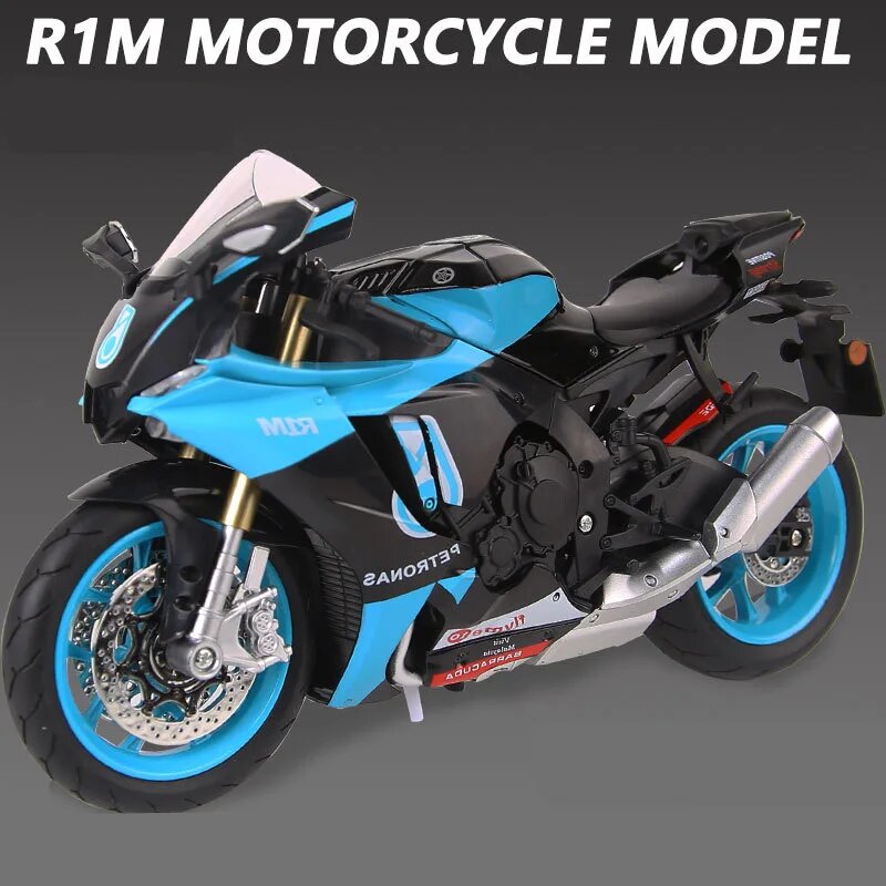 YAMAHA YZF-R1M металлическая модель мотоцикла 1:9, With foam box