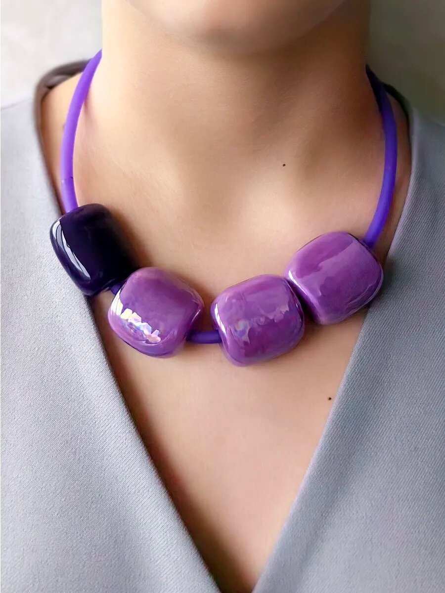 Колье, каучук, муранское стекло, стекло