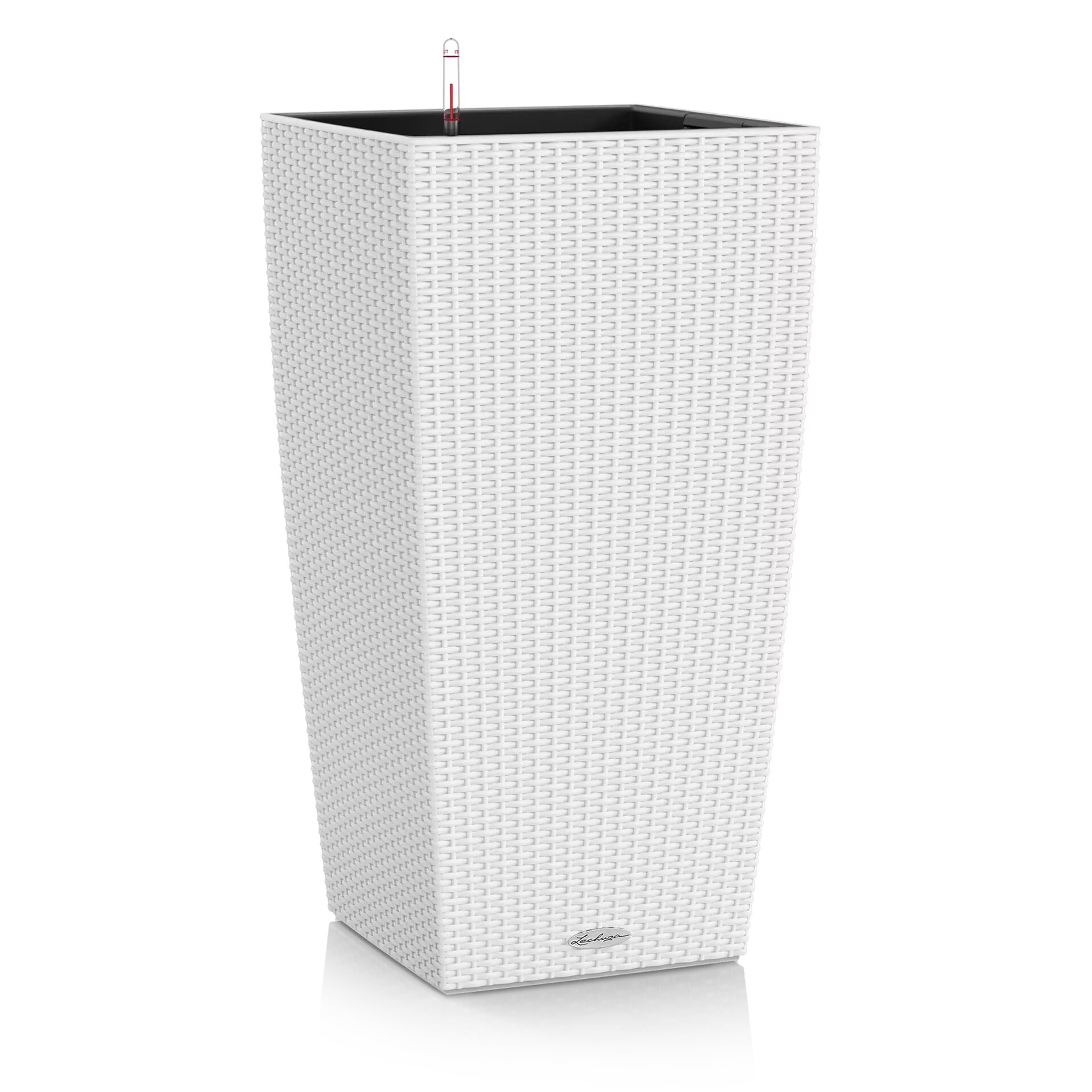 Кашпо Lechuza Cubico Cottage 40 с автополивом, 40x40 H75, белый, матовый/Горшок для цветов Лечуза 31 л