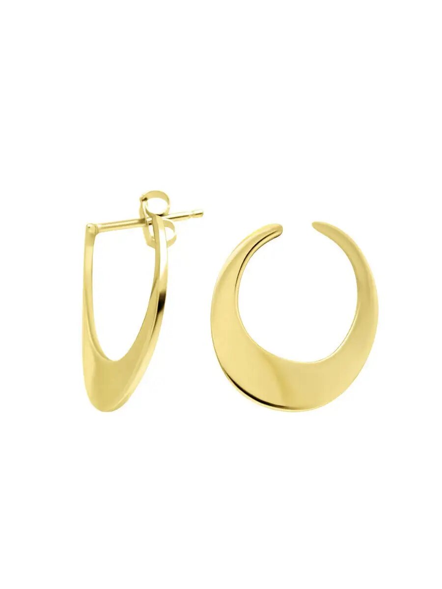 Серьги конго, серебро, 925 проба, золочение