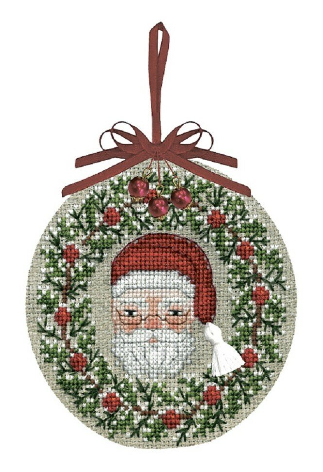 Набор для вышивания Le Bonheur des Dames #2678 Елочная игрушка Santa Claus Bauble (Дед Мороз), Счетный крест, 8.5 х 9 см