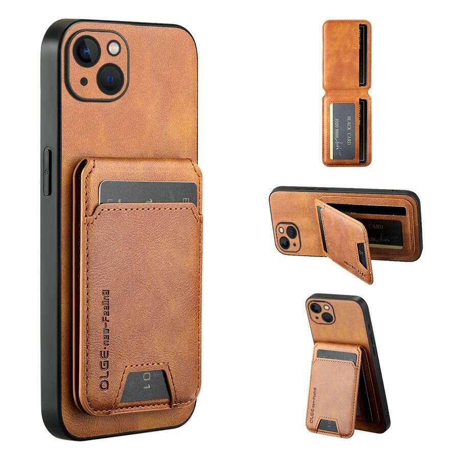 Картхолдер мужской на Apple iPhone 13 (Эпл Айфон 13) с MagSafe-Чехол бумажник