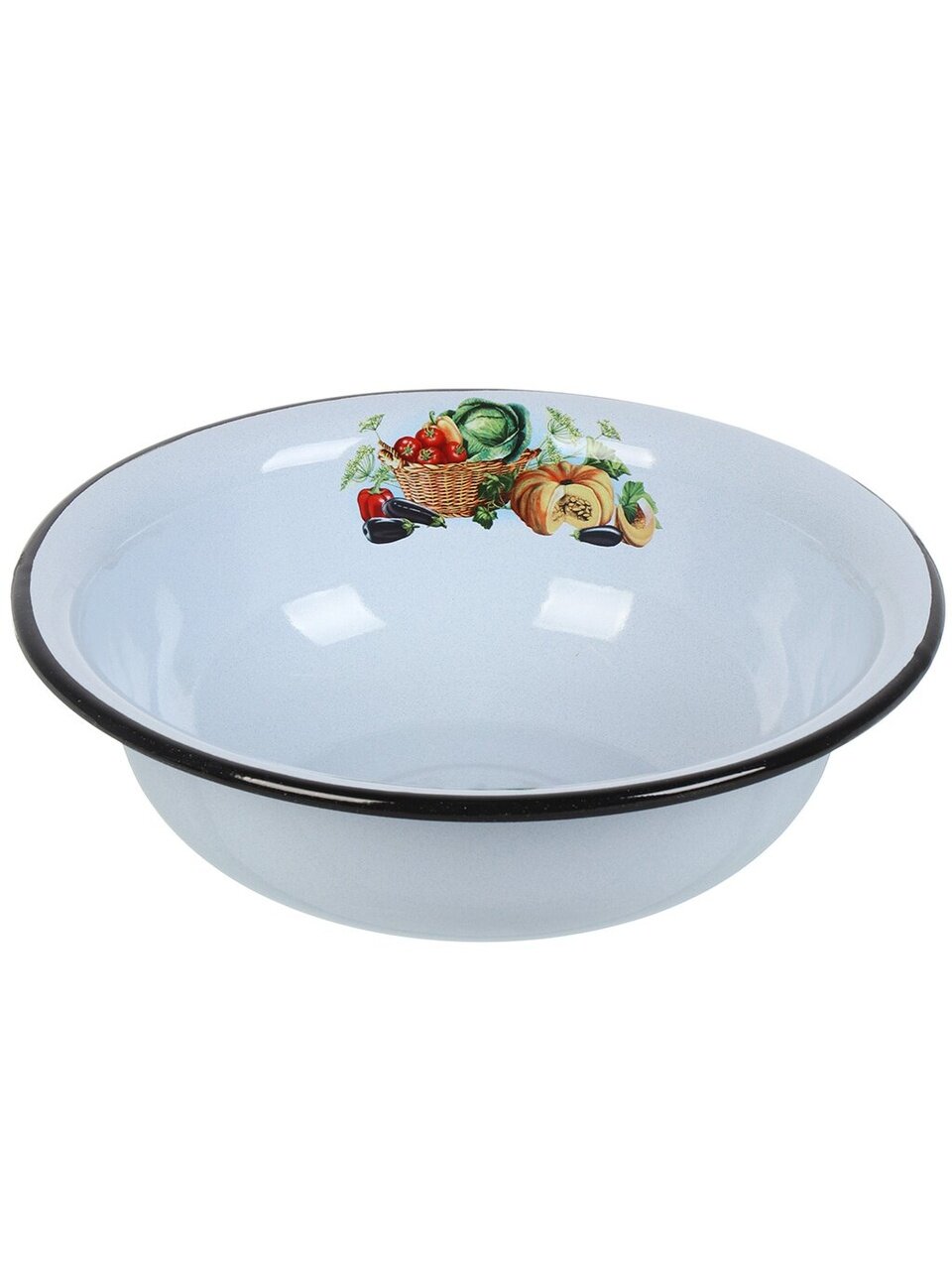 Миска эмалированная сталь, круглая, 2 л, Урожай, СтальЭмаль, 1с32с, серо-голубая