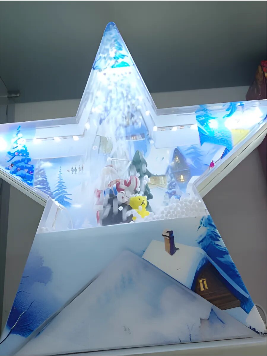 Настольная лампа "Звезда", в форме звезды, музыкальная шкатулка, питание от батареек