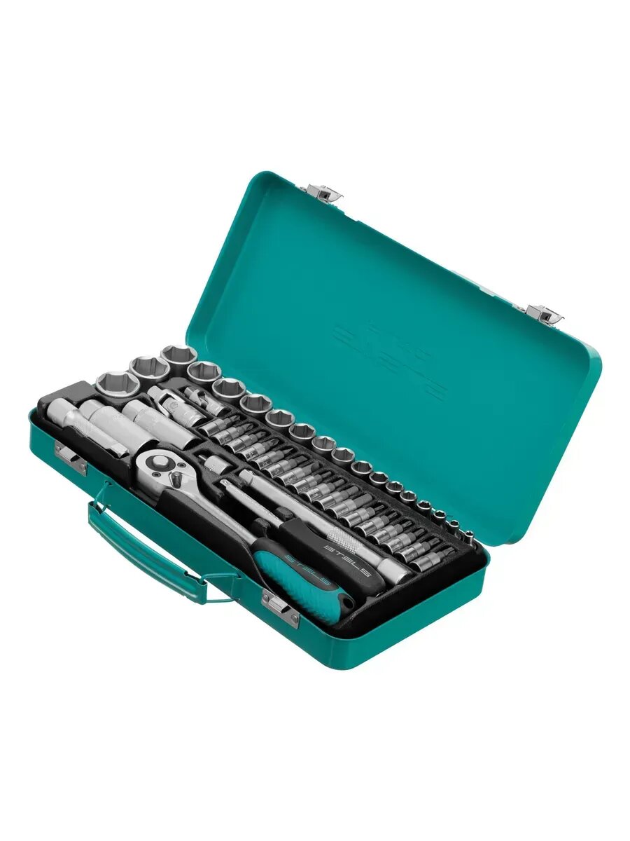 Набор торцевых головок с трещоткой, 44 предмета, STELS 13575