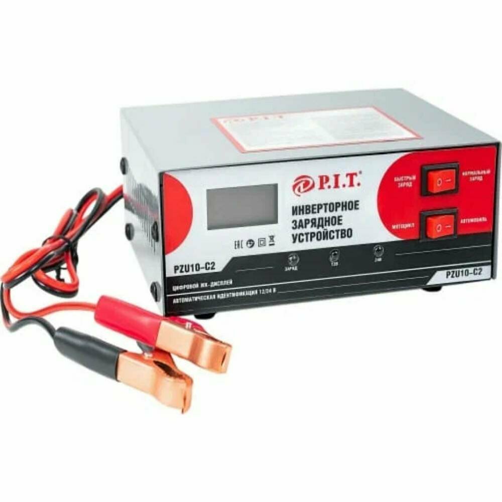 Зарядное инверторное устройство P.I.T. PZU10-C2 12/24 В, 6-100 Ач, 180 Вт, дисплей