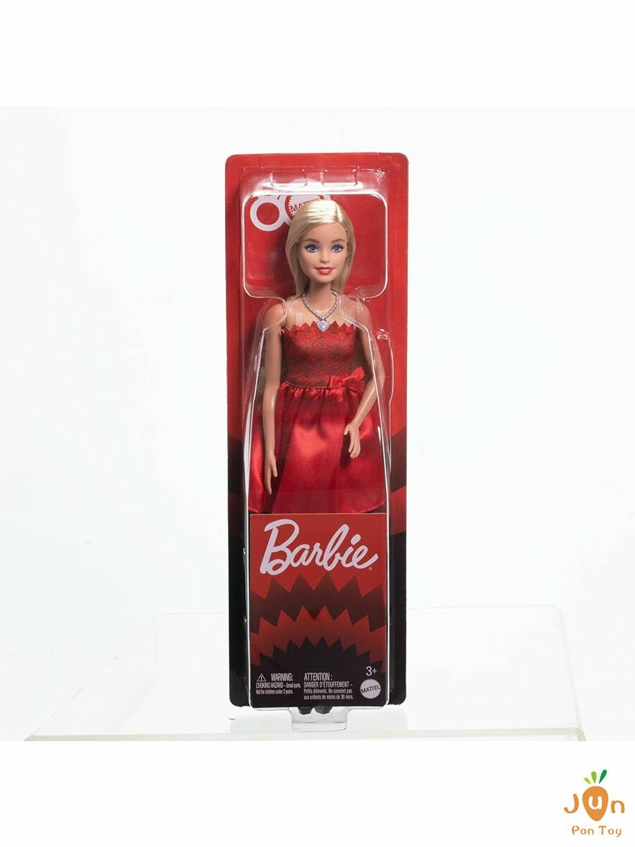 Barbie Mattel 80th Anniversary Doll JGD25 / игрушки для девочек, кукла барби, с длинными золотистыми волосами, в красном платье, подходит для детей от 3 лет и старше