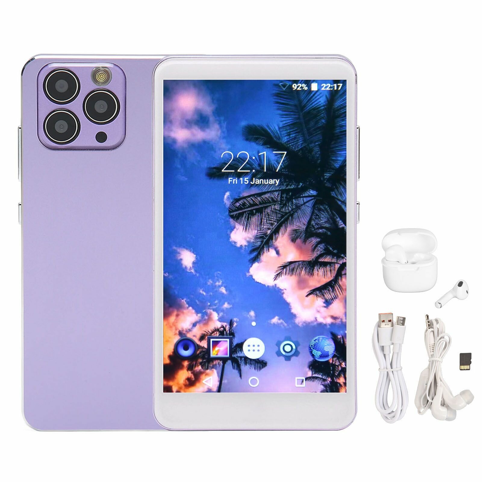 5" HD MP4-плеер с Bluetooth, WiFi, камерой, 8 ГБ + 256 ГБ, фиолетовый, Android