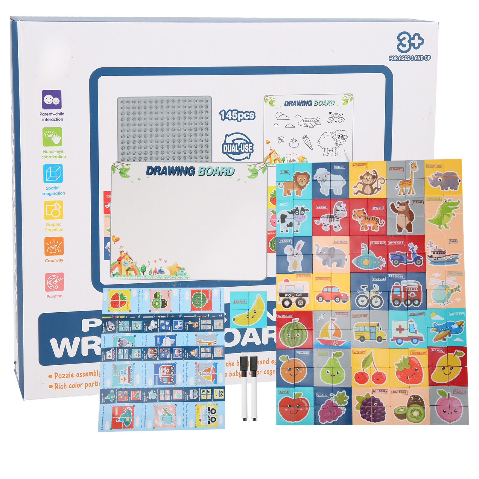 Строительный блок-головоломка, творческая доска для рисования, DIY