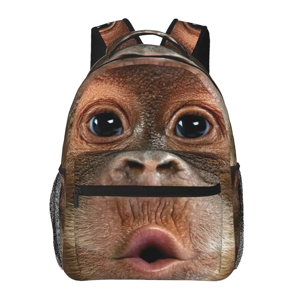 Рюкзаки с большим лицом, детские рюкзаки с изображением орангутанга и обезьяны для мальчиков и девочек, детские школьные сумки, рюкзак для ноутбука, сумка на плечо большой вместимости, One Size, Коричневый, Унисекс