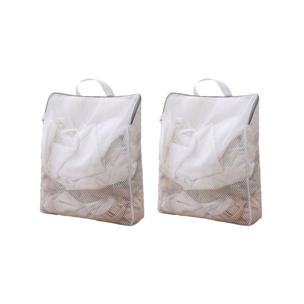 Набор из 2 мешков для стирки деликатных вещей из сетчатой ткани с сотовым плетением, на молнии, с ручкой, очень большое отверстие, боковые расширения, детские товары, очищающие салфетки для лица, носки, мешки для стирки тонкого трикотажа из сетчатой ткани