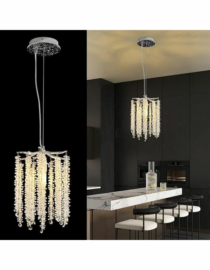 Люстра из серебряного хрусталя для столовой, D21cm