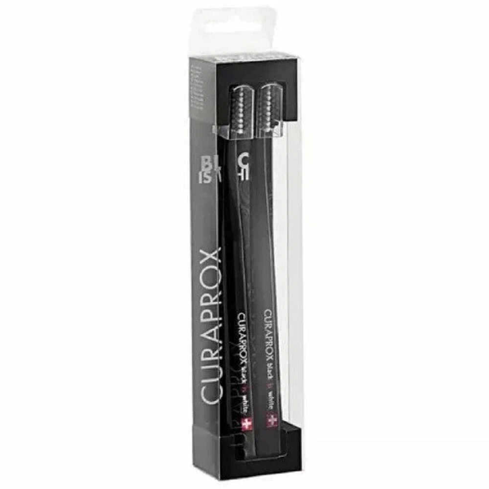 Набор зубных щёток Curaprox Black Is White ultrasoft, черные, 2 шт