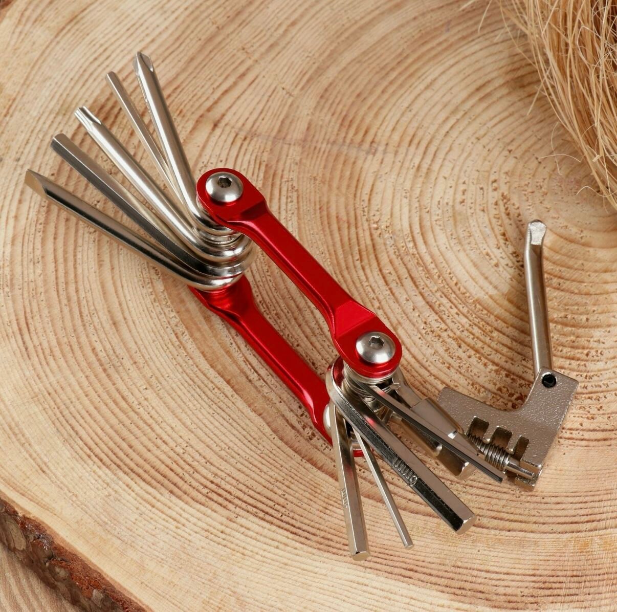 Мультитул велосипедный универсальный COMIRON TOOL 11в1, красный