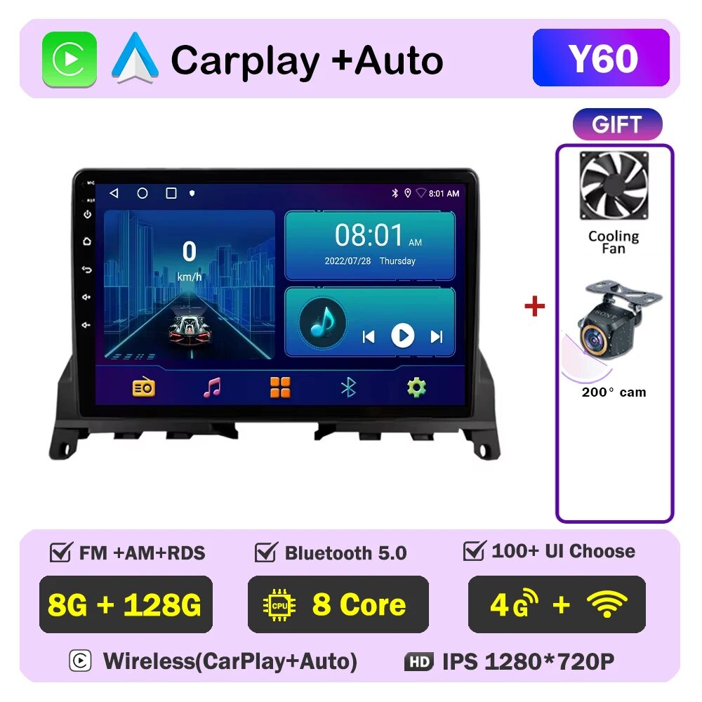 Автомобильный радиоприемник для Mercedes-Benz C-Class W204 S204 2007-2010, Android автоплеер, Wireles Carplay, 8-ядерный авторадио, мультимедийная стереосистема 8-128G CAM