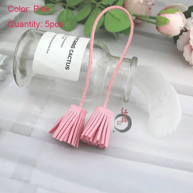 Кисточки из искусственной кожи 5 шт. Розовый, Pink