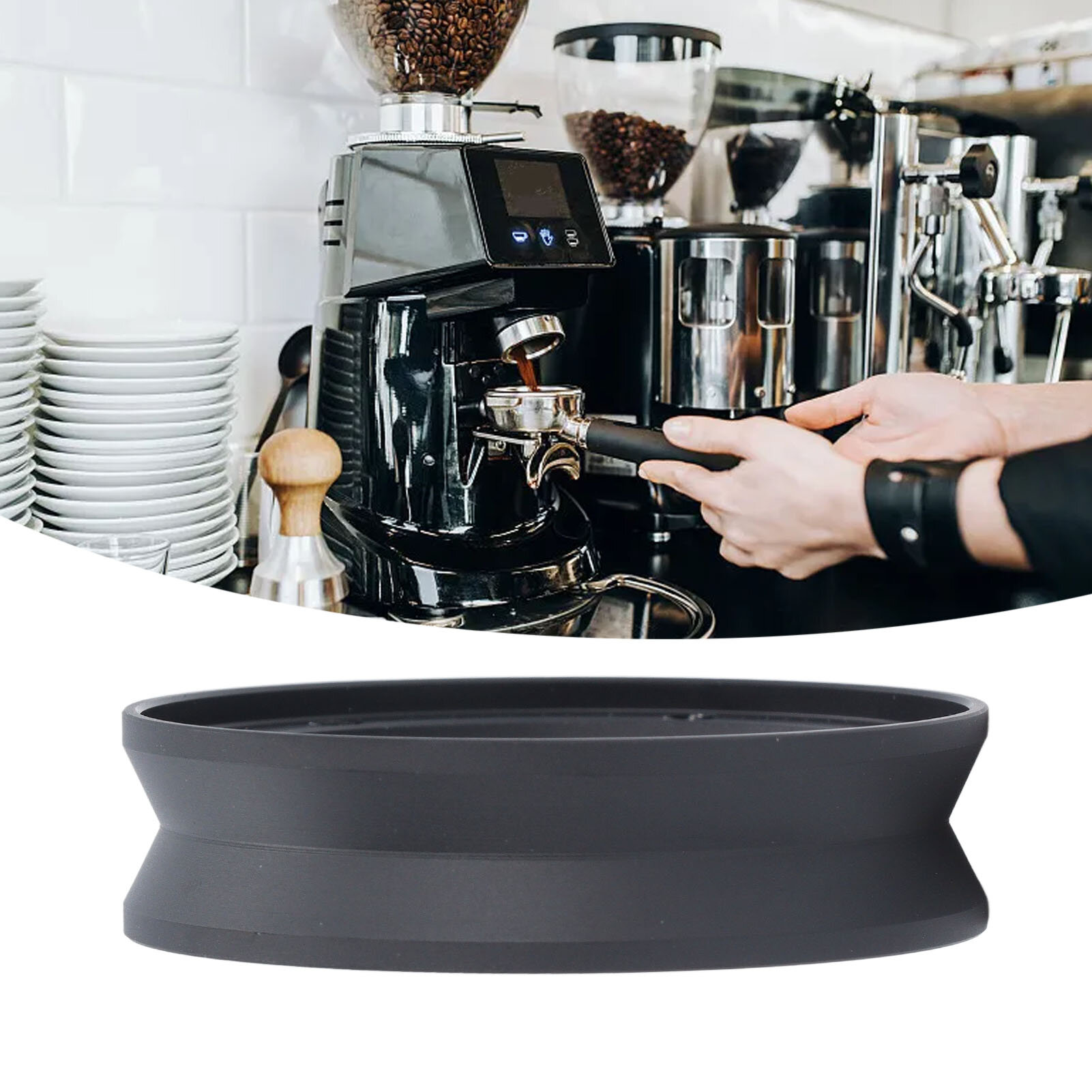 Воронка для дозирования кофе, алюминиевое кольцо для дозирования кофе с точным контролем, аксессуар для кофемашины, черный, 58 мм/2,28 дюйма