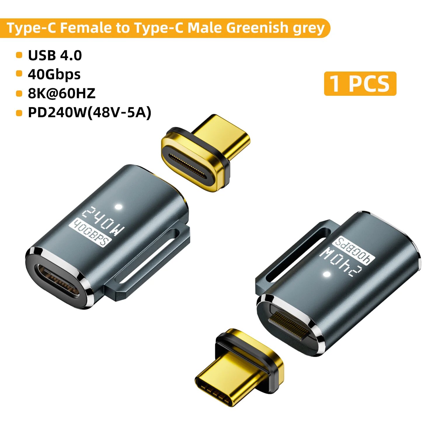 Магнитный Адаптер USB4.0 Thunderbolt3/4 USB-C На Type-C 240 Вт 40 Гбит/с С Кабелем Для Быстрой Зарядки И Конвертером Для 8K П.