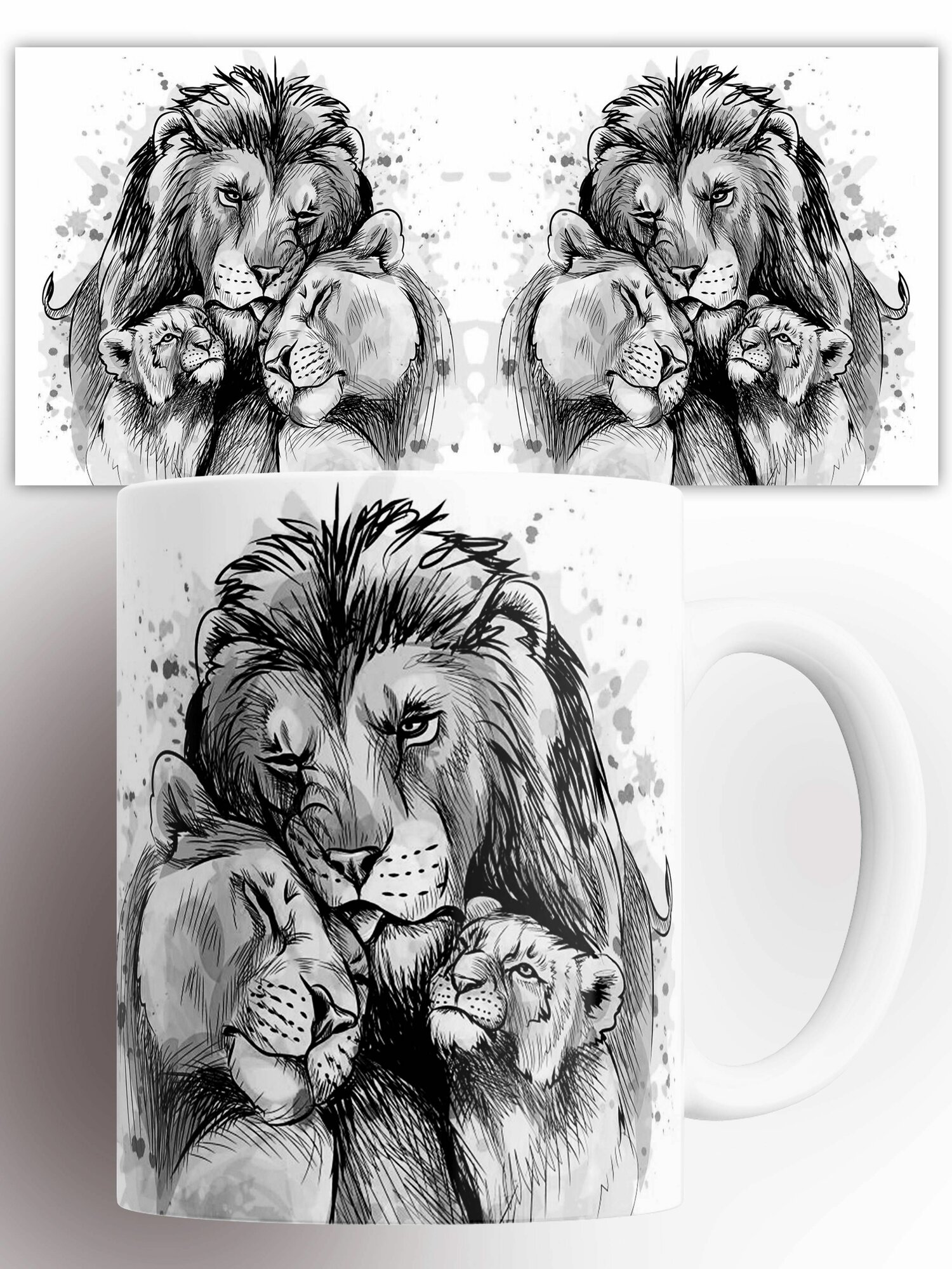 Кружка с принтом Львы 330 мл