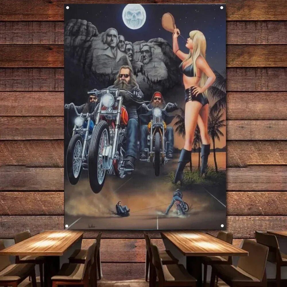 Easy Rider винтажный мотоциклетный постер 60x90 см 90x150cm, Песочный