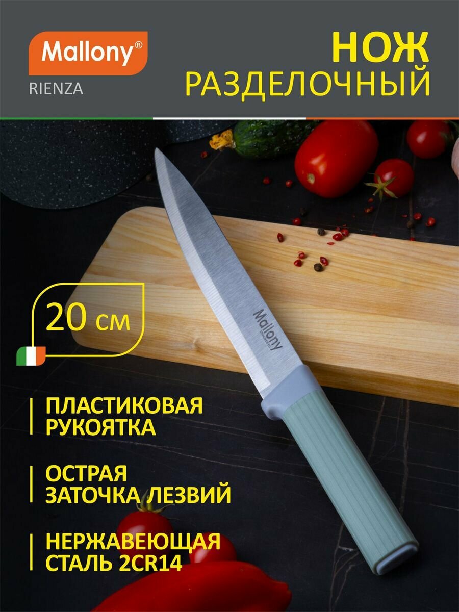 Нож с пластиковой рукояткой RIENZA разделочный, 20 см