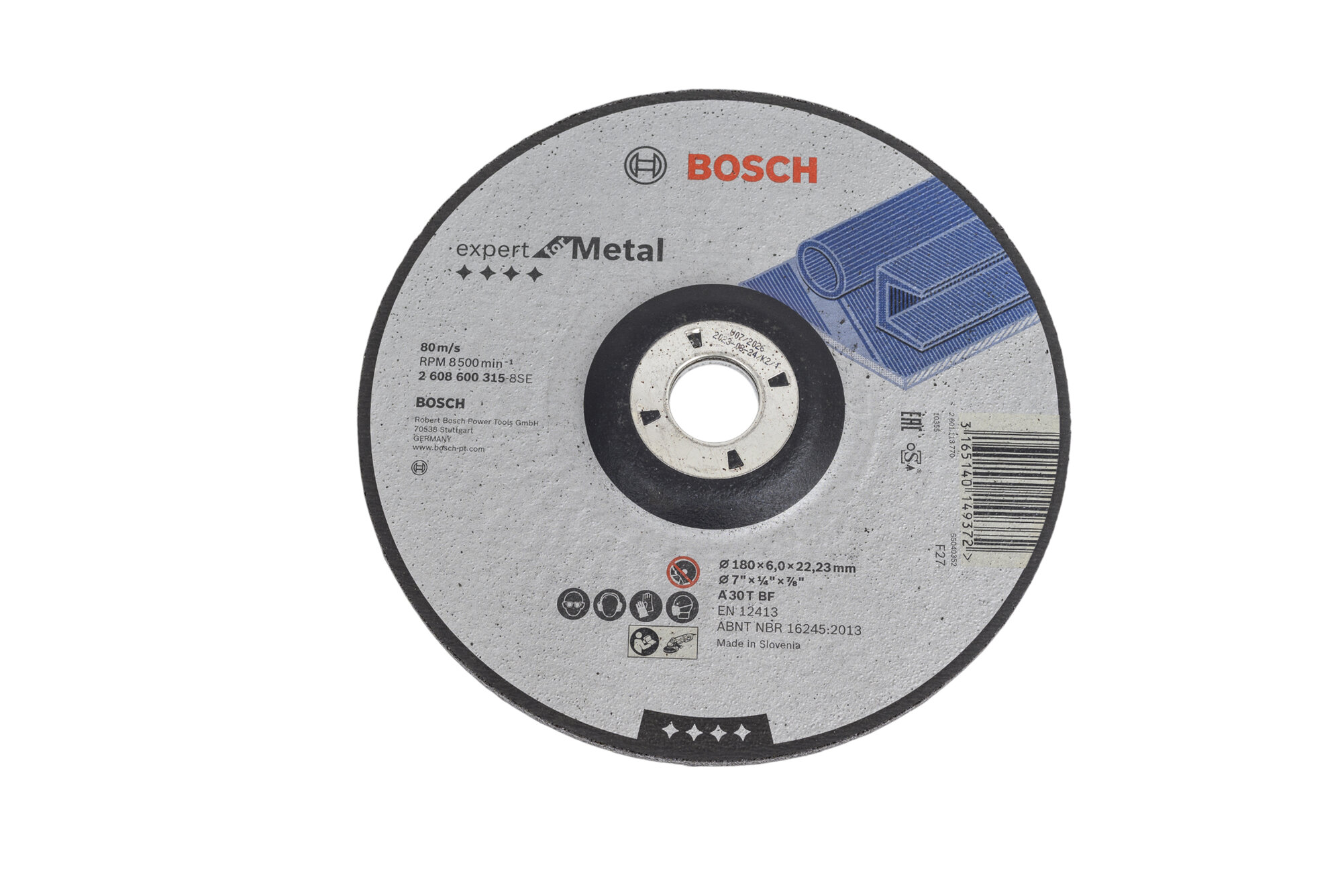 Bosch Диск шлифовальный по металлу 180x22, 2 мм 2.608.600.315