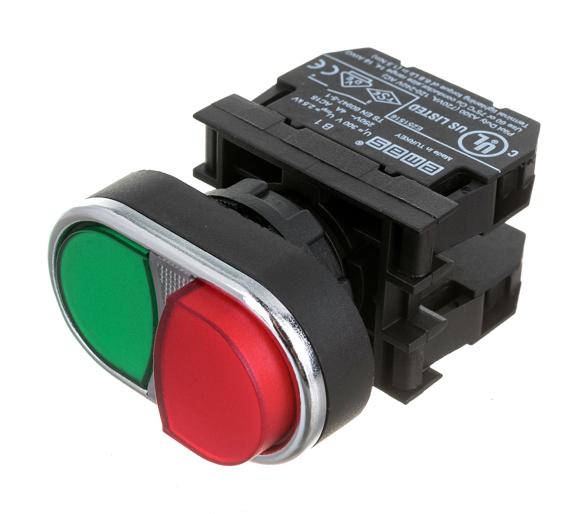 Emas Кнопка нажим. сдвоенная красно-зелёная, выступающая, 250 В AC, 4 А B102K21KY