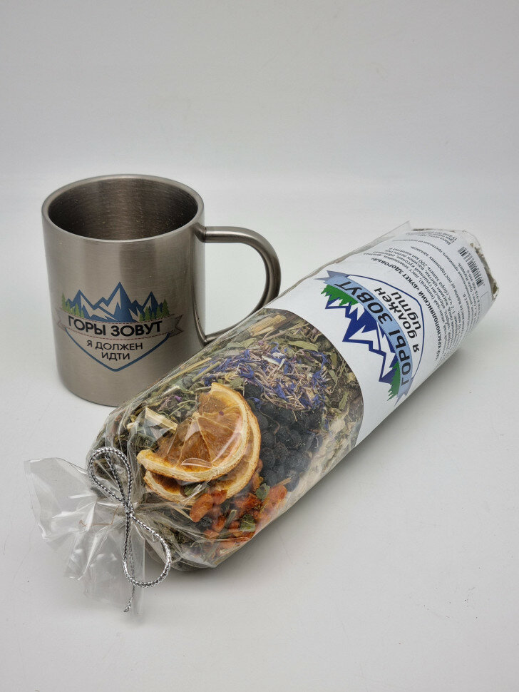 Краснополянский чай "Букет здоровья" 100гр в кружке из нержавейки "Горы зовут" 200мл