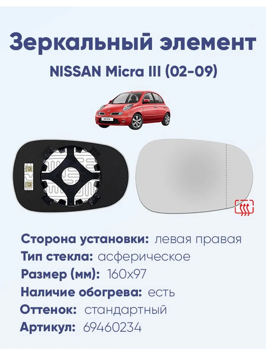 Зеркало NISSAN Micra III (02-09) 69460234