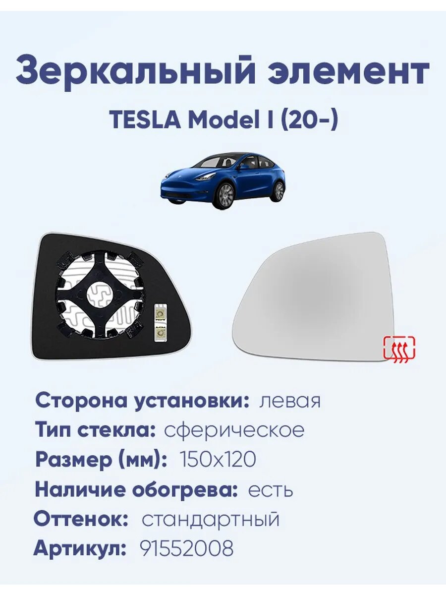 Зеркальный элемент левый TESLA Model I (20-) сфера нейтральный с обогревом