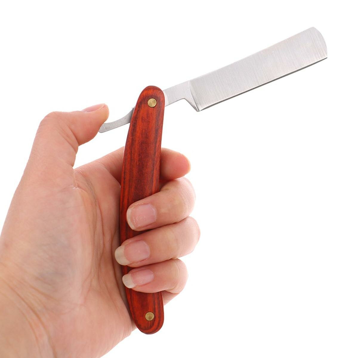 Старинная бритва с ручкой из цельного дерева для бритья, прямая бритва для бороды