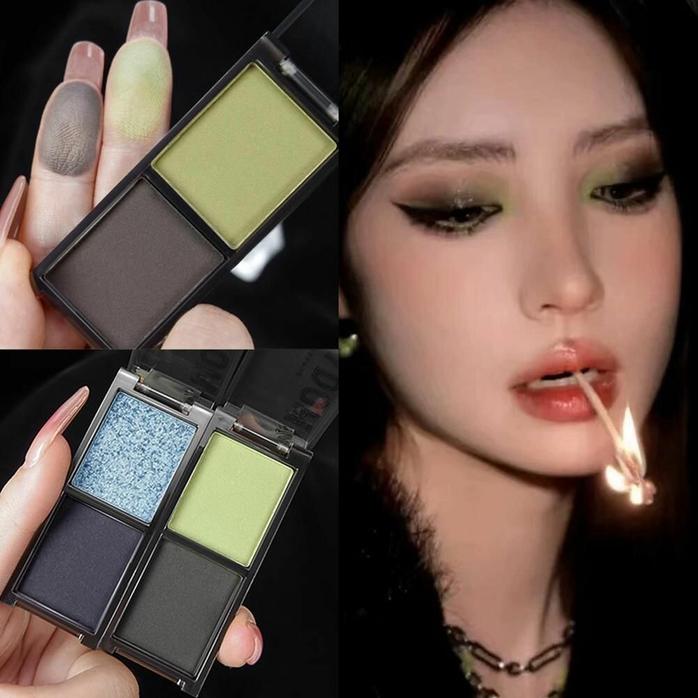 Двухцветная палетка матовых черных теней для век и хайлайтеров