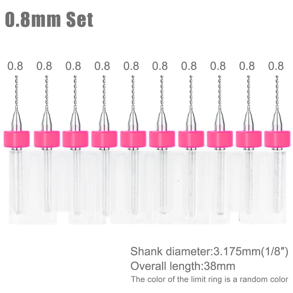 Набор Из 10 Сверл CMCP Из Карбида Вольфрама 3,175 Мм Для Печатных Плат, 10pcs 0.8mm