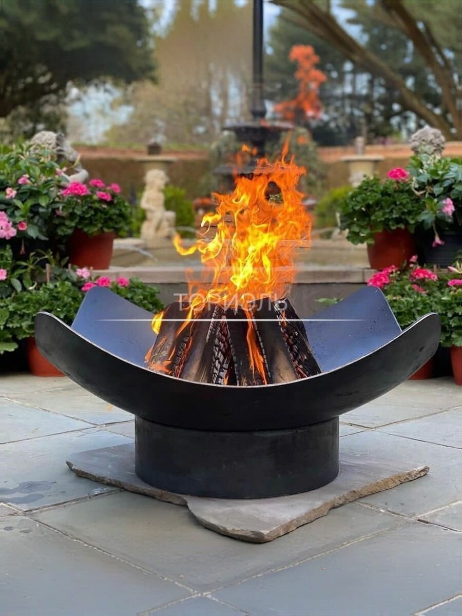 Костровая чаша "Plate D-800", толщина 6 мм. цвет черный-матовый