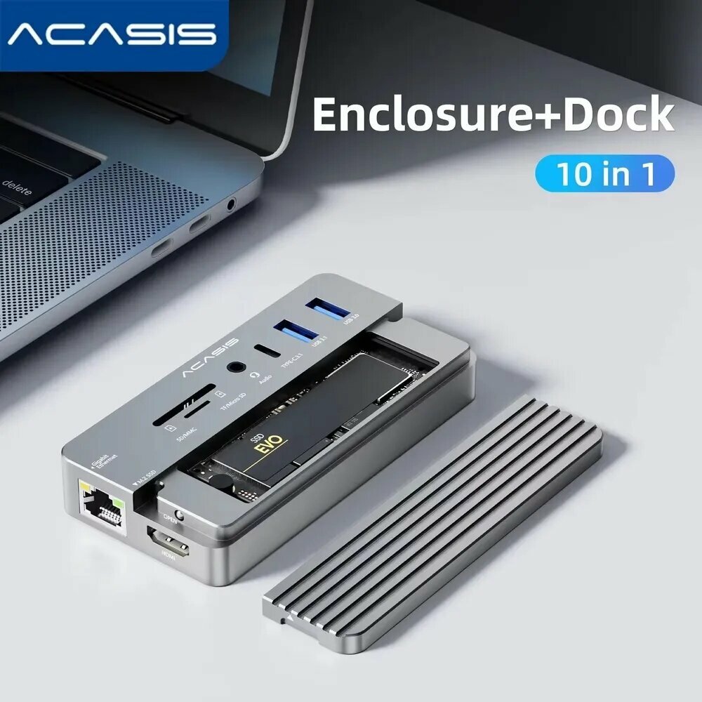 ACASIS USB C Hub 10 Гбит/с 10 В 1 Док-станция Type-C To HDMI SSD Case USB Splitter PD 100W For Laptop