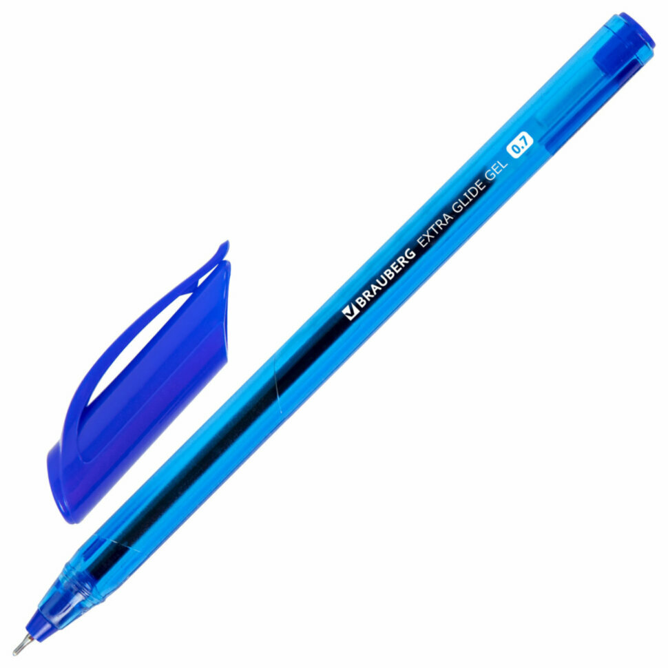 Ручка гелевая BRAUBERG "Extra Glide Gel", синяя, трехгранная, игольчатый наконечник 0,7 мм, линия 0,5 мм, 144076, 36 штук, 144076