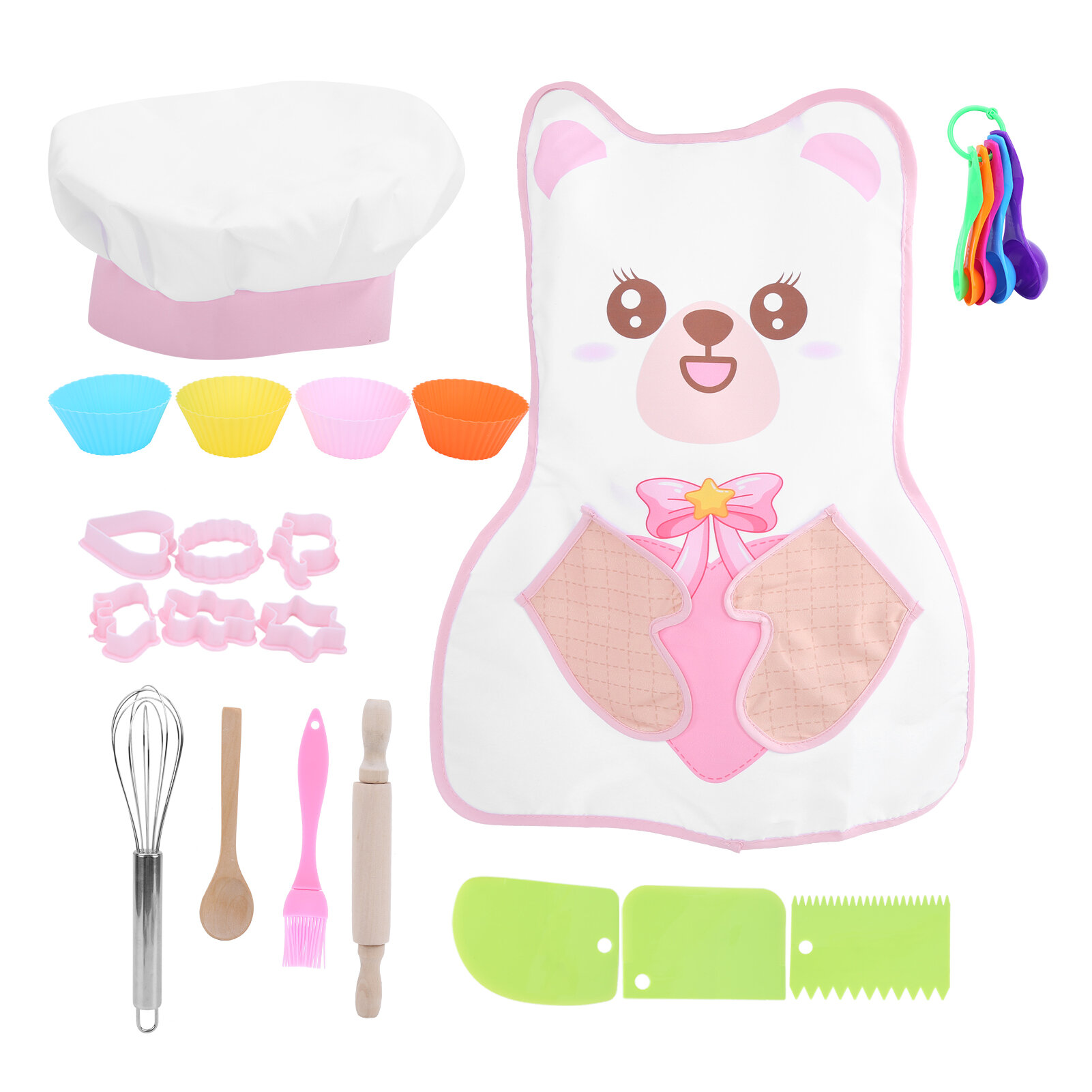 24 шт. детский набор для приготовления пищи и выпечки, кухонный фартук для девочек, костюм шеф-повара, шляпа, комплект для ролевых игр, детский кухонный фартук